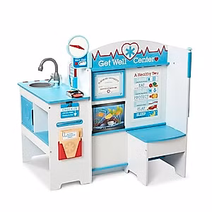 Melissa & Doug Wooden Get Well Doctor Activity Center - Waiting Room, Exam Room, Check-In Area - FSC Certified