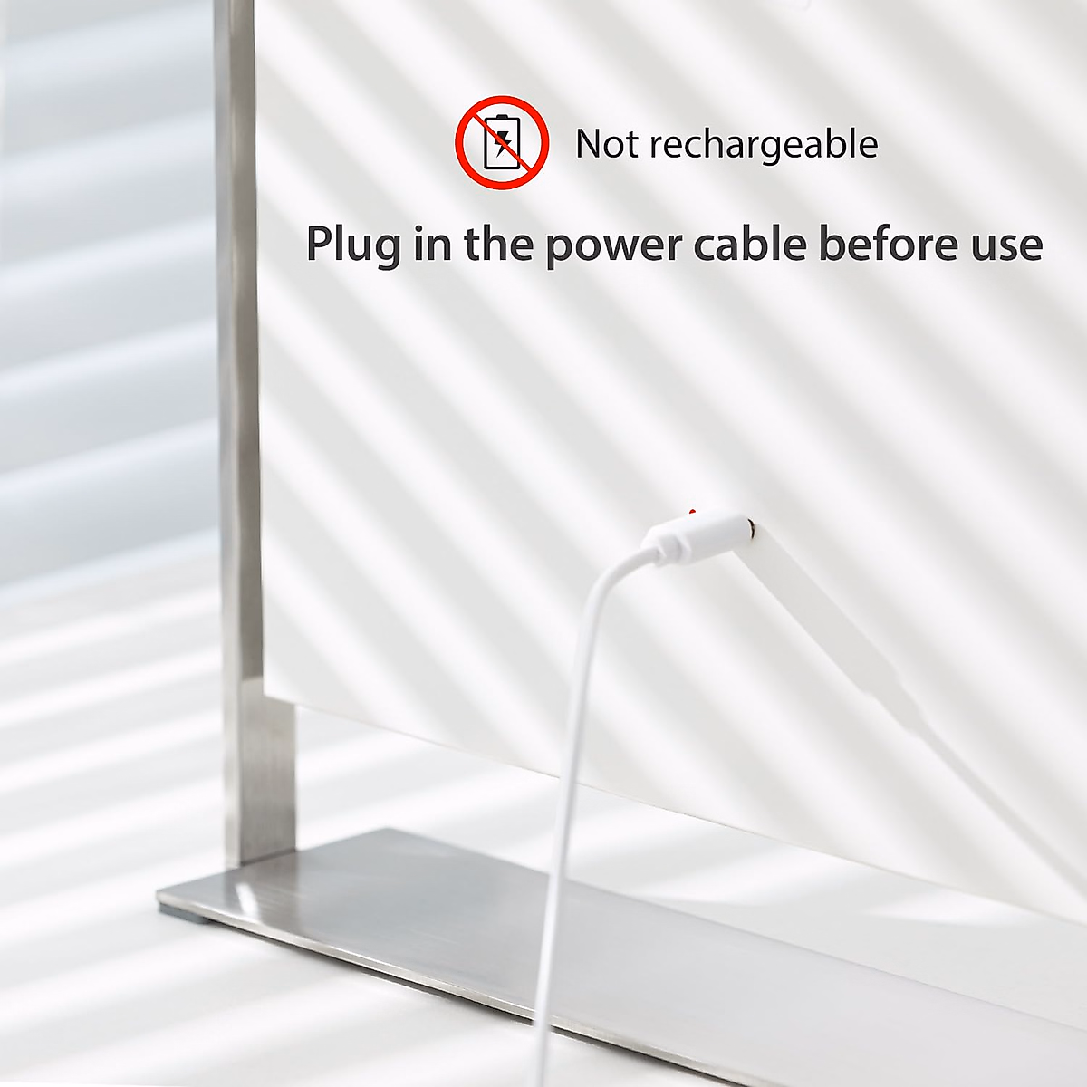 NEZZOE Makeup Mirror with Lights, 14 inch Vanity Mirror with 104 LED Lights, Plug in Table Mirror, Rectangular Desk Mirror with Metal Stand Base