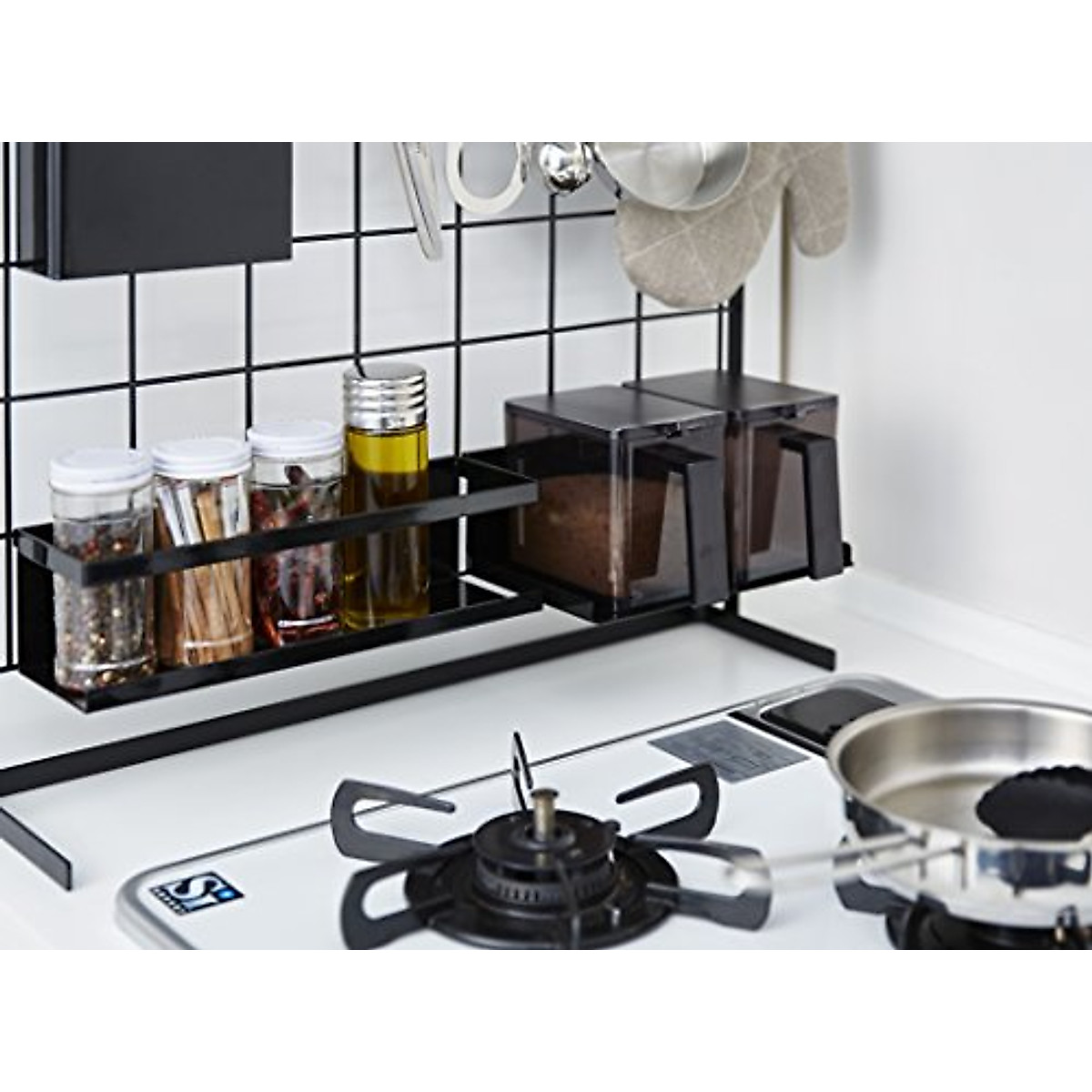 Yamazaki Home Grid Panel Organizer and Accessories-Wall Storage Decor, One Size, Black