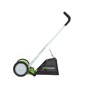 Greenworks 16-Inch Reel Lawn Mower with Grass Catcher 25052,Black/Green