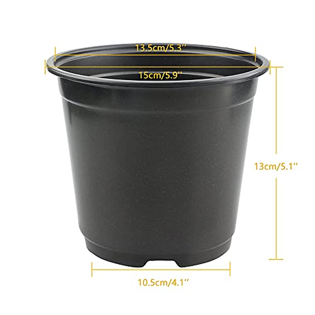 50 Pcs 6" Plastic Plants Nursery Seedlings Pots Flower Plant Container Seed Starting Pots Matte Black