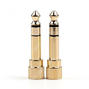 2 Pcs Adapter Brass Gold 1/4" 6.35mm to 3.5mm Plug Stereo Audio Headphone Screw mi