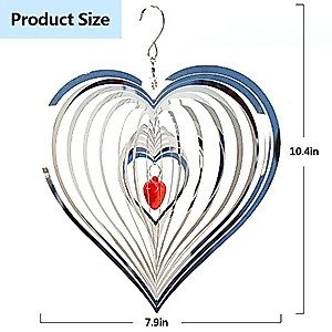 Wind Spinners for Yard and Garden,Kinetic Wind Sculpture,Wind Spinners Outdoor Hanging,Wind Sculptures & Spinners Yard Decor Heart Wind Spinners TEAYTIS (Silver)