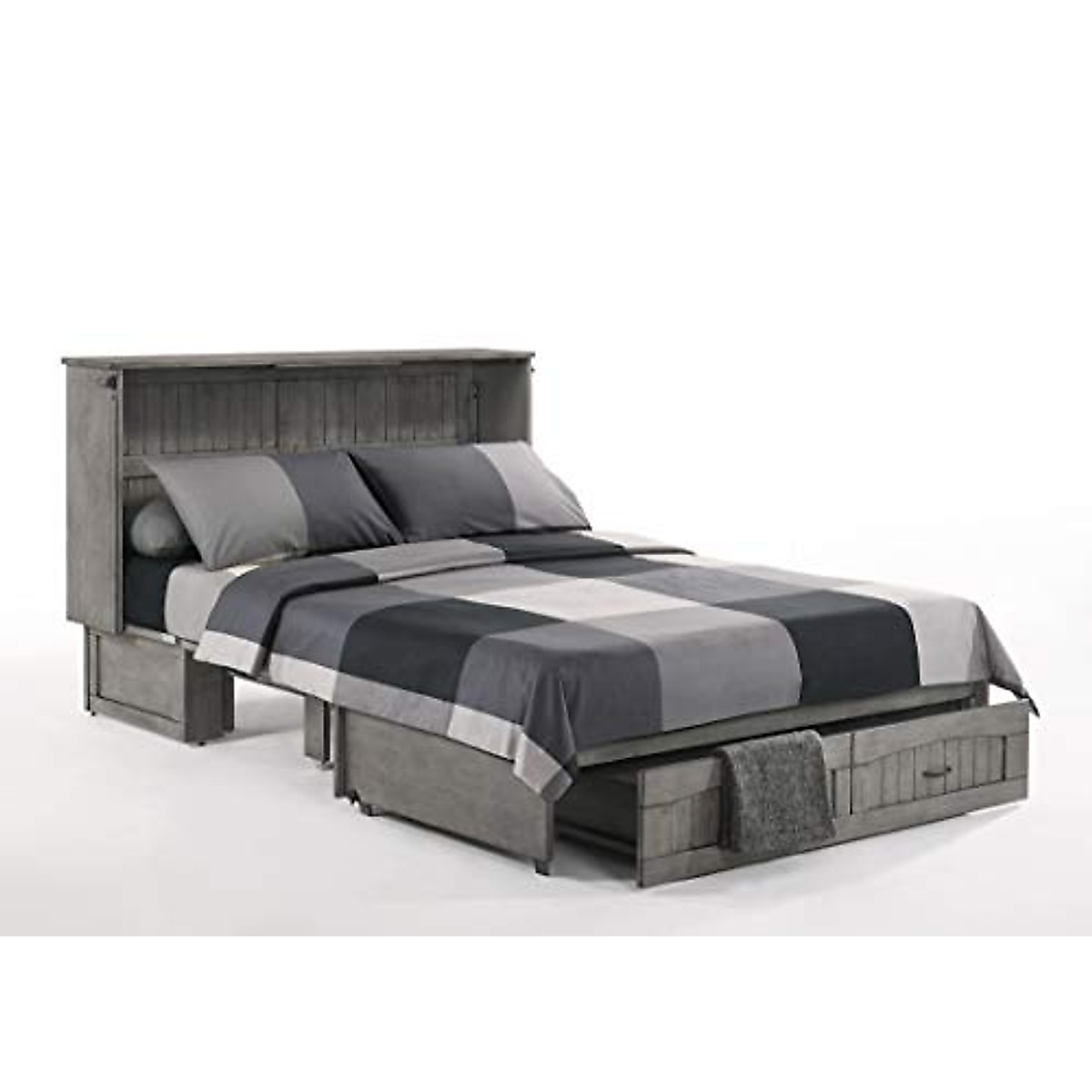 IQ FURNITURE Alpine Queen Cabinet Bed & Mattress- Rustic Grey (MUR-ALP-QEN-RG)