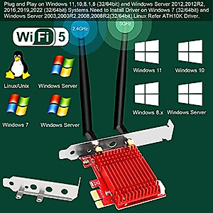 FebSmart Wireless AC 1200Mbps Dual Band PCIE WiFi Card with WiFi Stereo Adapter for Windows XP, 7, 8.x, 10, 11 (32/64bit) and Windows Server Desktop PCs for Gaming and Video Screaming (FS-AC85SE)