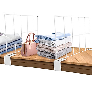 CertBuy 8 Pack Vertical Closet Wood Shelf Divider 12 Inch, White Closet Organization, Metal Organizer Separators for Wood Shelf Wardrobe Cabinets Kitchen Office