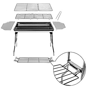 HTTMT- Refined Stable Version-2.0 Iron Portable Folding Barbecue Charcoal Grill Stove Shish Kebab Stainless Steel BBQ Patio Camping Fold Large [P/N: ET-COOK003]