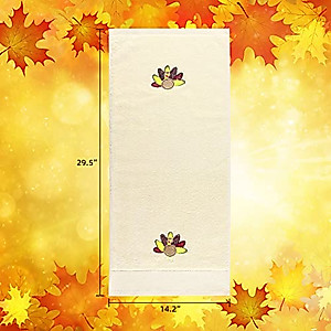 Quera 2 Pack Turkey Thanksgiving Hand Towels Embroidered Premium Luxury Decor Fall Bathroom Decorative Dish Set for Drying, Cleaning, Cooking, Autumn 13.7'' x 29.5'',White,Gobble til You Wobble