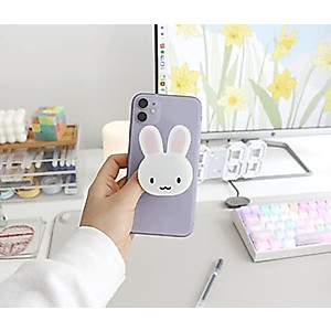 Bunny Rabbit Phone Grip Phone Charm | Phone Stand, Phone Mount, Grip tok (White)