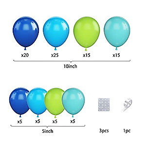 Blue Green Balloon Arch Kit, Ocean Theme Birthday Balloons 5 10 inch Blue Green Latex Party Balloons Garland Kit for Baby Shower Decorations Ocean Bachelorette Graduation Party Home Decorations