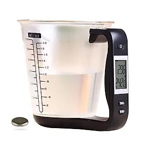 Kitchen Scale Digital Measuring Cup 1kg/600ml Food Scale Weight Scale Scales Weighing Water Milk Flour Sugar Oil Coffee Liquid Baking Cooking Plastic Measuring Cups Grams and Ounces (Black)