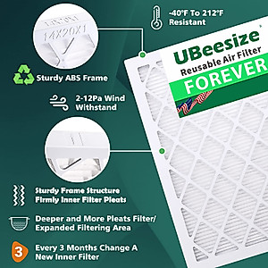 UBeesize Reusable Air Filter 14x20x1(9-Pack), MERV 8 MPR 700 AC/HVAC Furnace Air Filters,Deep Pleated Air Cleaner,1x Reusable Plastic Frame+9 x Filter Replacements,Breathe Fresher Home And Office
