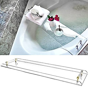 AKaSping 31" Bathtub Rack Clear Bathtub Tray Caddy Tub Shelf Spa Board with Handles Waterproof Bathroom Bathtub Table for Phone Candles Food Wine Glass