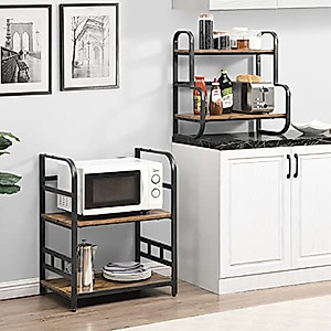 O&K FURNITURE 4-Tier Kitchen Bakers Rack with Storage Shelf, Standing Microwave Oven Stand Rack Spice Rack Organizer, Double-purpose Rack for Wide Application
