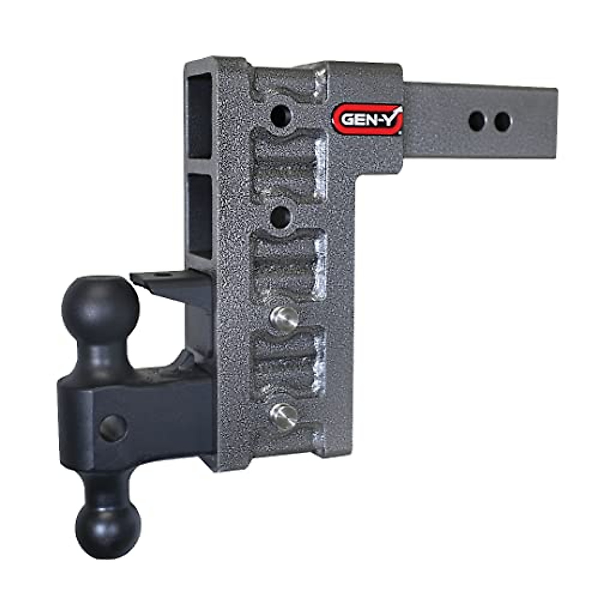 GEN-Y GH-624 MEGA-Duty Adjustable 9" Drop Hitch with GH-061 Dual-Ball, GH-062 Pintle Lock for 2.5" Receiver - 21,000 LB Towing Capacity - 3,000 LB Tongue Weight