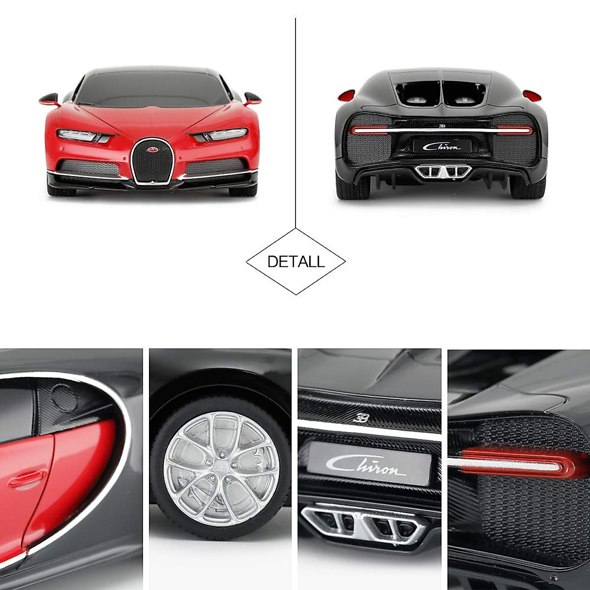 RASTAR Bugatti Toy Car, 1/24 Scale Bugatti Chiron RC Model Car, Red