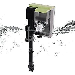 Yekavo Aquarium Filter, Quiet U-V Fish Tank Filter, Waterfall Adjustable Hang on Filter with Surface Skimmer, Green Water Killer, 5 Layers Filtration for 10 to 20 Gallons Freshwater Saltwater Tank