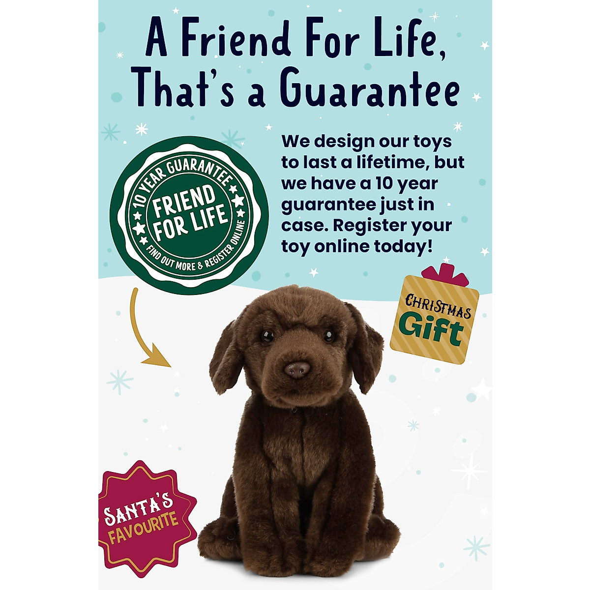 Living Nature Chocolate Labrador Stuffed Animal | Fluffy Dog Animal | Soft Toy Gift for Kids | 8 inches
