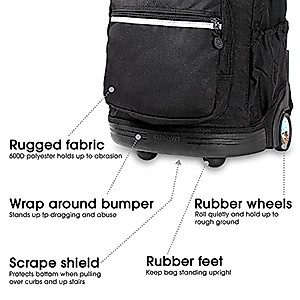 J World New York Sunrise Rolling Backpack, Black, One Size