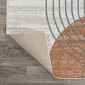 JONATHAN Y WSH311A-4 Kallax Geometric Modern Low-Pile Machine-Washable Area Rug, Contemporary, Modern, Geometric for Bedroom, Kitchen, Living Room, Easy-Cleaning, Cream/Terra, 4 ft. x 6 ft.