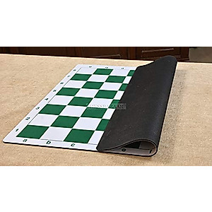 CHESSBAZAAR 22" Chess Board Game for Adults and Kids | Material : Rubber Mouse pad | Tournament Roll-up Chess Board with Algebraic Notation in Green & White Color | Gift Idea Products