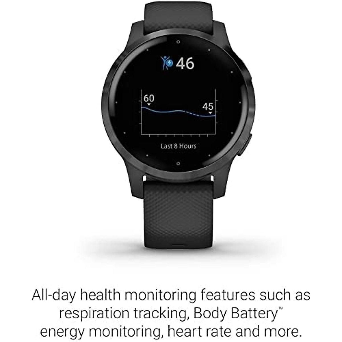 Garmin 010-N2172-11 Vivoactive 4S GPS Smartwatch, Slate Stainless Steel Bezel with Black Case and Silicone Band (Renewed)