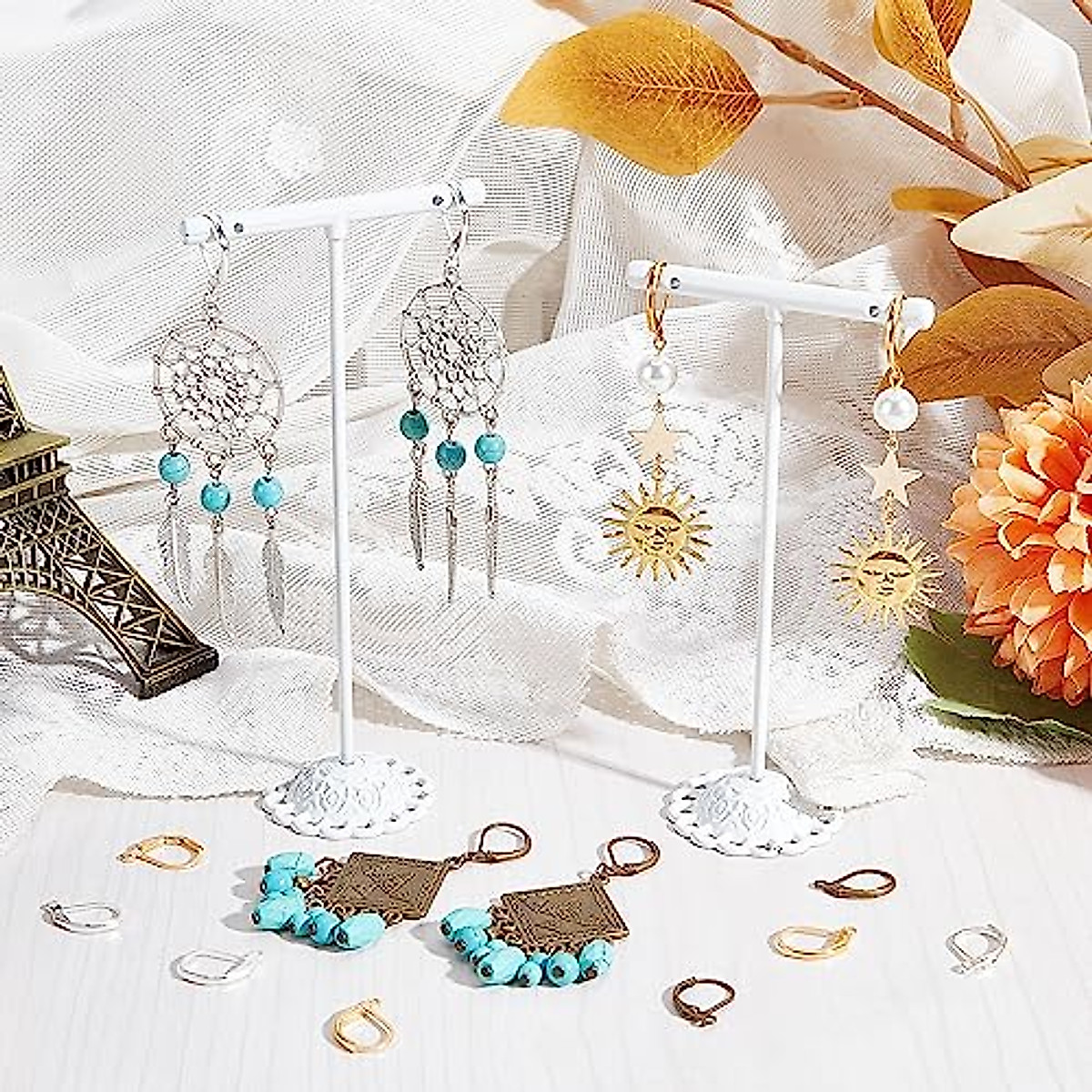 SUNNYCLUE 1 Box 180Pcs Leverback Earring Hooks Bulk French Earring Hook Lever Back Ear Wires with Open Loop Hypoallergenic Brass Leverbacks Hoop Earwires DIY Earrings Findings for Jewelry Making Kit