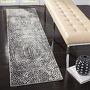 SAFAVIEH Lurex Collection Runner Rug - 2' x 8', Black & Light Grey, Modern Abstract Design, Non-Shedding & Easy Care, Ideal for High Traffic Areas in Living Room, Bedroom (LUR185Z)