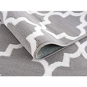 Msrugs Area Rugs, 3x5 Trellis Collection Modern Gray White Area Rug, Contemporary Soft Cozy Carpet for Living Room and Bedroom