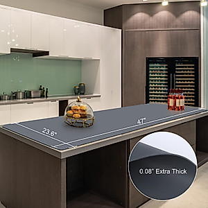 Extra Large Silicone Mats for Kitchen Counter 47"x23.6”, Largest Heat Resistant Mat, Nonslip Waterproof Silicone Mat, Multipurpose Countert Protector Mat, Baking Mats, Pastry Mat, Place Mats, Gray