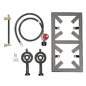 WenDissy Portable Double Burner Outdoor Gas Stove Propane Cooker with Adjustable 0-20 PSI Regulator Hose for Outdoor Cooking Picnics Camping BBQ Hiking