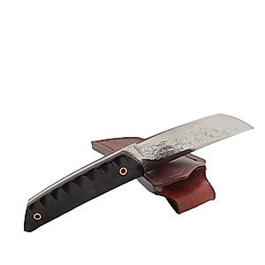 MASALONG VG10 Damascus Short tanto knife kni198 Full tang fixed blade (black handle)