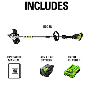 Greenworks 40V 8" Brushless Edger, 4.0Ah USB Battery and Charger Included