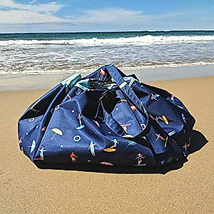 Play & Go Waterproof Drawstring Play Mat Storage Bag for Children - Kids Toy Storage Organizer - Drawstring Toy Bag - Large 55" Play Mat for Toddlers Toys and Bag for Storage - Surf