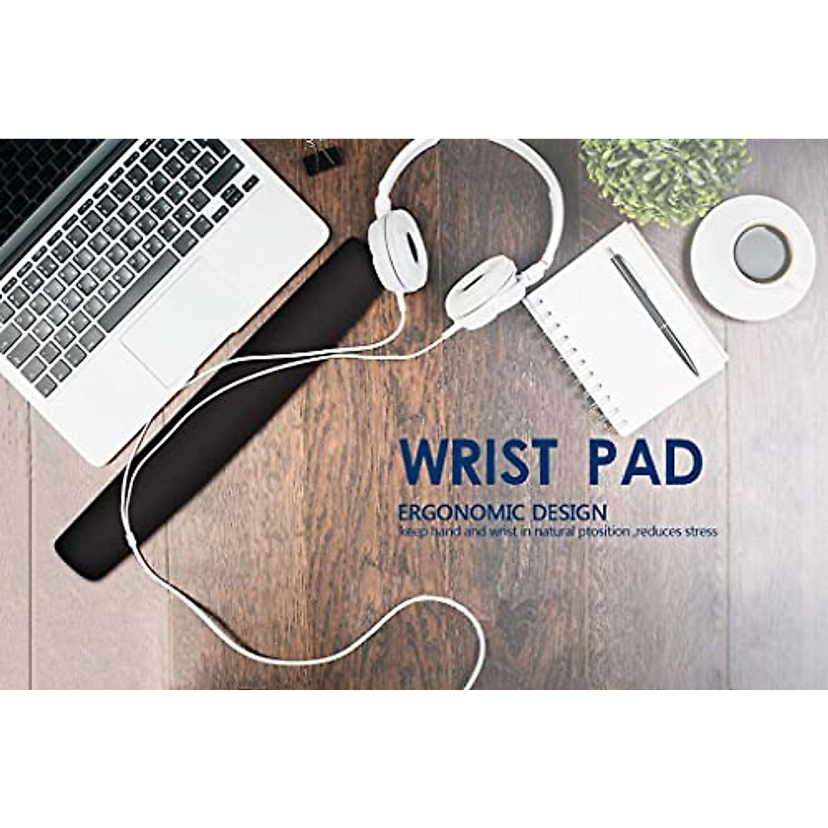 Silicone Keyboard Wrist Rest Pad- Non-Slip Durable & Comfortable for Easy Typing & Pain Relief, Gel Wrist Rest for Keyboard, Strong Grip Designed for Office & Home Use Black 15.7x2.5 in