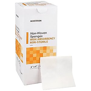 McKesson Non-Woven Sponges, Non-Sterile, 4-Ply, High Absorbency, Polyester/Rayon, 4 in x 4 in, 200 Per Pack, 10 Packs, 2000 Total