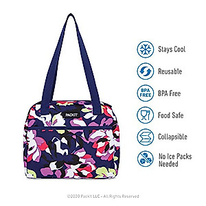 PackIt Freezable Hampton Lunch Bag with Shoulder Straps, Bright Floral