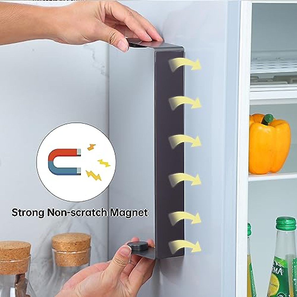 DELITON Magnetic Paper Towel Holder - Magnetic Paper Towel Holder for Refrigerator Strong Magnet Paper Towel Bar for Kitchen RV BBQ Stainless Steel (Grey)