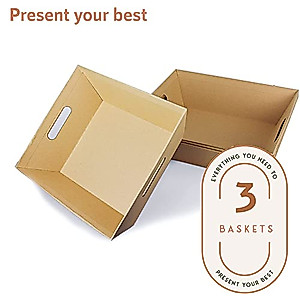 [3pk] 12x14 Large Gift Baskets Empty to Fill| Large Rectangular Baskets with Handles| Wine Gift Basket| Market, Produce, Snack, Organizing| Christmas, Easter| Gift to Impress- Upper Midland Products