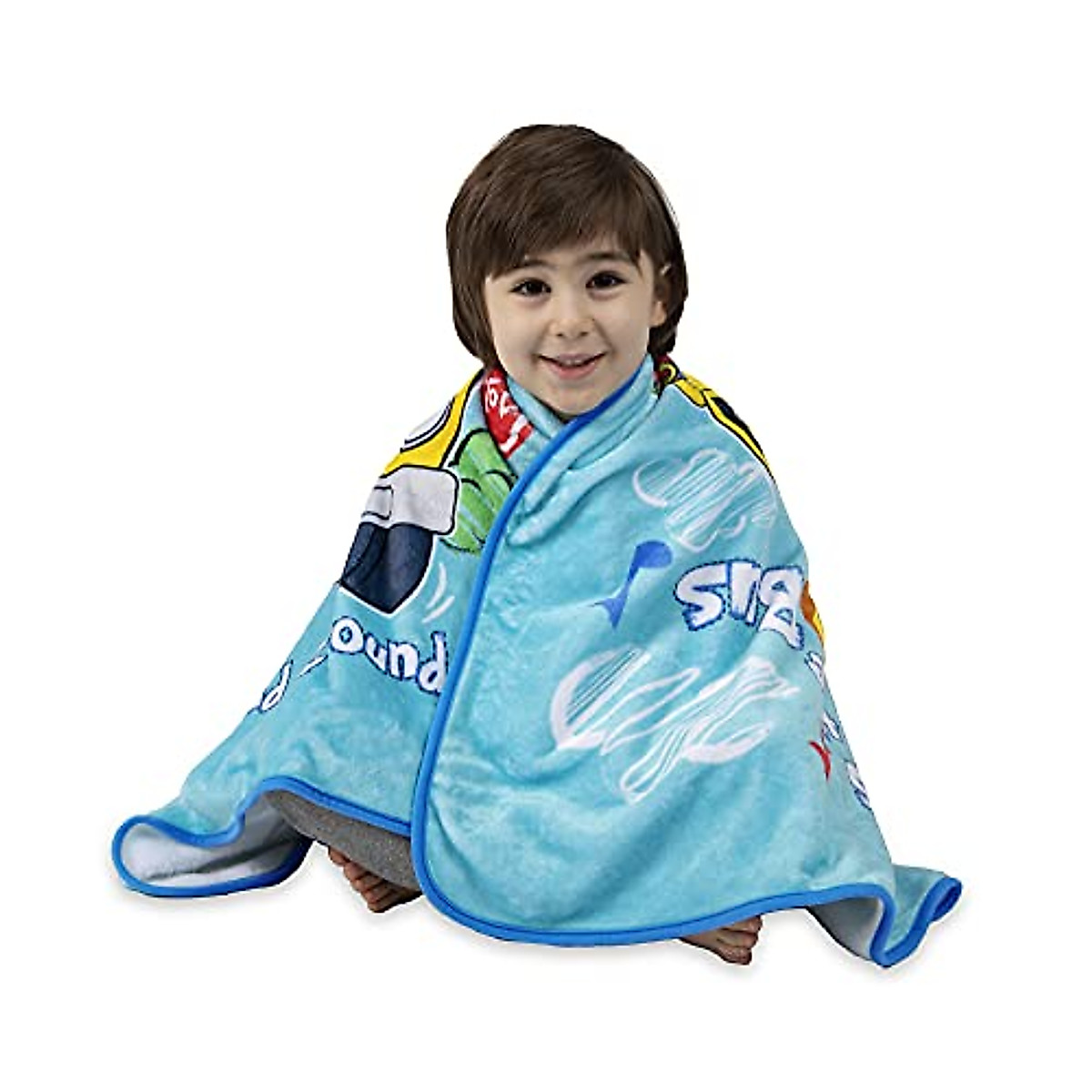 CoComelon Musical Warm, Plush, Throw Blanket That Plays The Theme Song - Extra Cozy and Comfy for Your Toddler, Blue