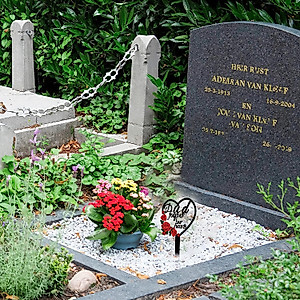 ZPhomeing Grave Decorations with Heart and Flower for Loss Dad Metal Cemetery Memorial Plaques Sympathy Grave Markers - Black Decorative Garden Cemetery Stake