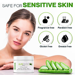 Natural Aloe Vera Body Lotion - Face & Body Moisturizing Cream with Organic Aloe Vera Gel, Vitamin E Oil, Vitamin C, Retinol Cream, Shea Butter – Anti Aging Face Moisturizer for Women, Dry Skin (8 oz)