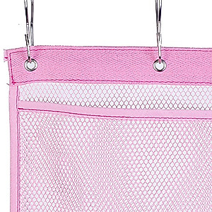 ALYER 6 Storage Pockets Hanging Mesh Shower Caddy,Space Saving Bathroom Accessories and Quick Dry Bath Organizer,Pink