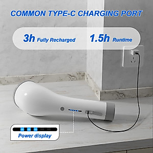 SZFIXEZ Electric Spin Scrubber, Shower Cleaning Brush, 2 Adjustable Speeds Cordless Power Spinning Cleaner Brush with 8 Replaceable Brush Heads for Tile, Tub, Sink, Wall, Bathroom SXT-160