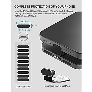 Gavemi iPhone Dust Plug Speaker Cover Kit for Phone Charging Port Protective Cover, Compatible with iPhone (Black)