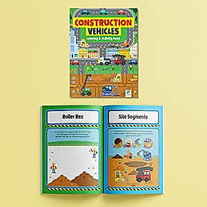 Hinkler Pull-back-and-go: Construction - 28-piece Floor Puzzle - Play Mat - Coloring and Activity Book - 6 Pull and Go Cars - Activity Set for Kids Aged 3 to 6