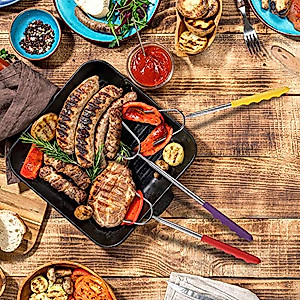 Liund Marshmallow Roasting Sticks, Smores Skewers for fire Pit Set of 4 Sturdy Stainless Steel, Multi-Color, Telescopic 45-inch Premium Safe Roasting Sticks for BBQ/Bonfire/Campfire/Hotdog/Grilling