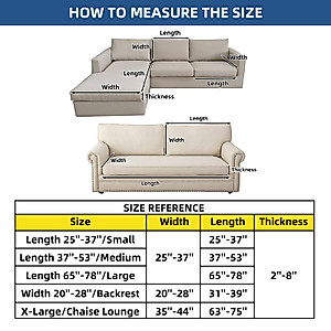Eismodra Couch Covers for 2 Cushion Couch Sofa Stretch Sectional Couch Cover for Dogs Pet L Shaped Sofa Slipcovers 3 Cushion Seat Leather Furniture Protector,Gray Length 37-53 inches (Only 1 Piece)