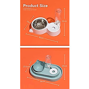 Cat and Dog Food Feeder and Automatic Water Dispenser Pet Bowl (Salmon)