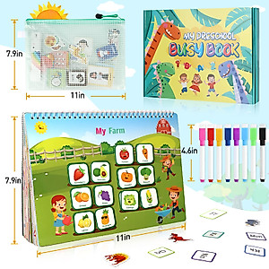 Arthopt Busy Book, 32 Pages Montessori Busy Book for Toddlers, Autism Learning Materials Educational Toys, Preschool Learning Activities Books for Toddlers 1-3